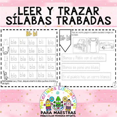 Cuaderno para Leer y Trazar Sílabas Trabadas Materiales Educativos