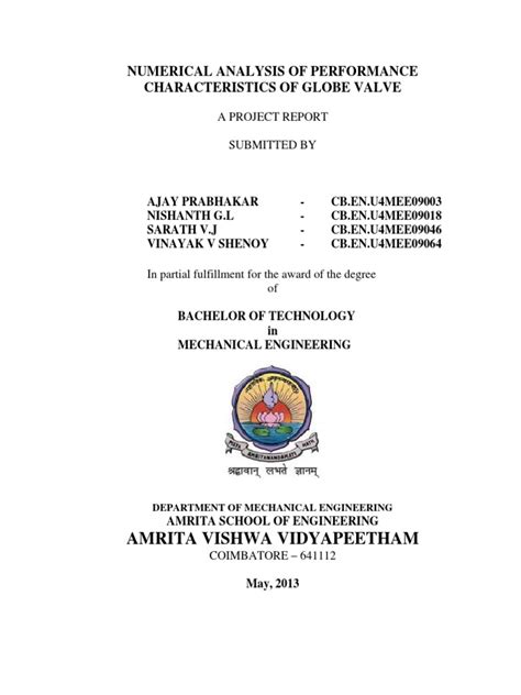 Numerical Analysis Of Performance Characteristics Of Globe Valve Pdf