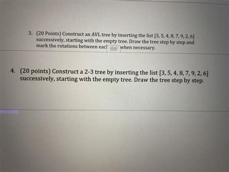 Solved 3 20 Points Construct An Avl Tree By Inserting The