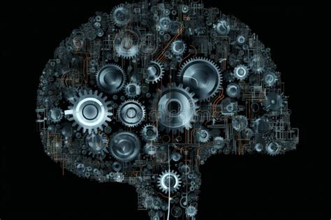 Human Brain Made Of Gears And Cogs Illustration Generative Ai Stock