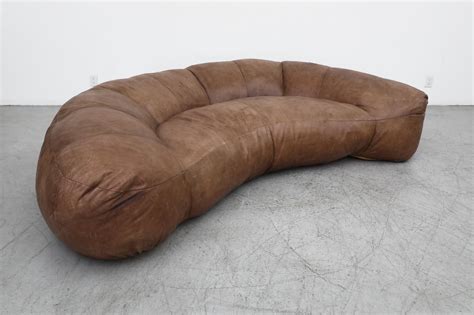 Raphael Raffel Leather Croissant Sofa For Honore Paris 1970s For Sale At 1stdibs