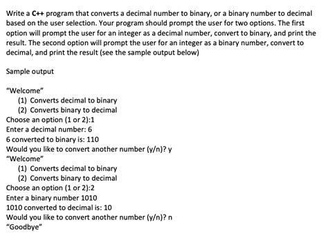 Solved Write A C Program That Converts A Decimal Number To Chegg