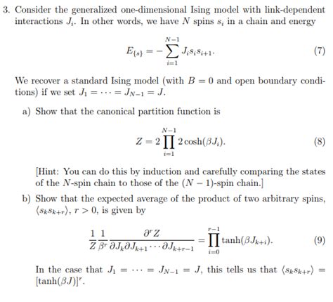 Solved 3 Consider The Generalized One Dimensional Ising