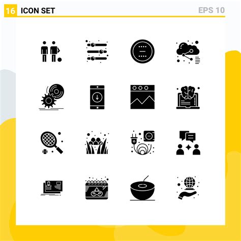User Interface Pack Of 16 Basic Solid Glyphs Of Share Cloud Preference