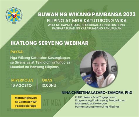Filipino At Mga Katutubong Wika Wika Ng Kapayapaan 60 Off