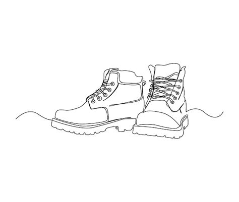 Premium Vector Continuous One Line Drawing Of Man Work Boots Safety