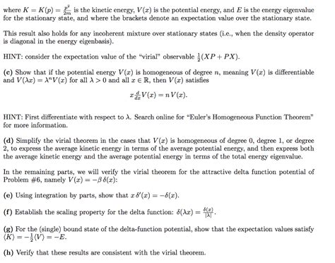 17 The Virial Theorem In One Dimension The Virial Chegg