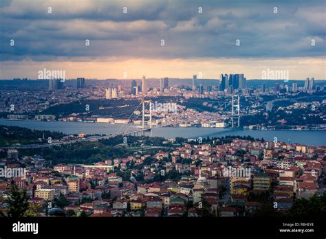 Panoramic View Of Istanbul City Asian And European Side Stock Photo Alamy