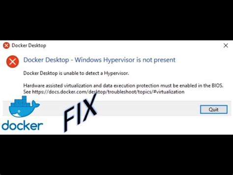 DOCKER FIX IN 20 SECOND WITHOUT SETTING BIOS Windows Hypervisor Is