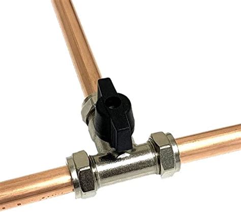 Hep 15mm Large Bore Tee Isolation Valve Chrome Plated Full Flow With