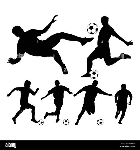 Set Of Soccer Players Silhouettes On White Background Vector