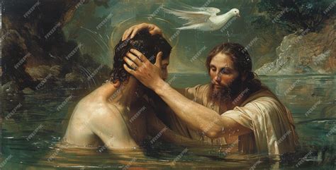 Sacro Batismo Ritual De Jesus João Batista Administra O Rito Sagrado No
