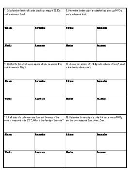 Calculating Density Practice By Science By Meredith TPT