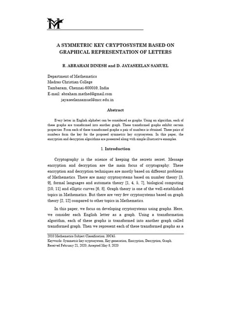 Symmetric Key Cryptosystem Pdf Vertex Graph Theory Cryptography