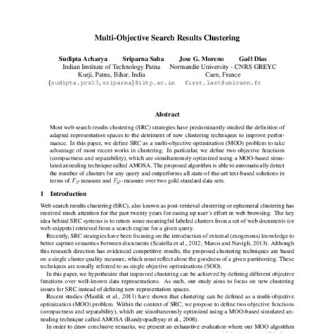 Multi Objective Search Results Clustering Acl Anthology