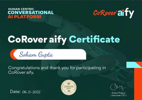 Soham Gupta On Linkedin Certified Ai Fiyed Corover Human Centric Conversational Ai