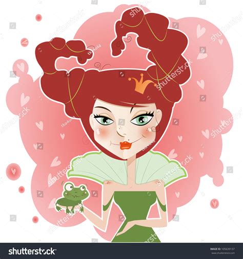Funny Redhead Princess Frog Stock Vector Royalty Free 105639137