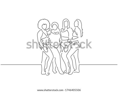Group Women Line Drawing Vector Illustration Stock Vector Royalty Free Shutterstock
