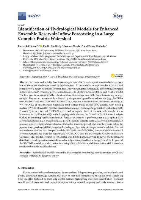 Pdf Identification Of Hydrological Models For Enhanced Ensemble