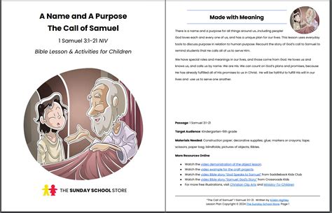 God Calls Samuel 1 Samuel 31 21 Printable Bible Lesson And Sunday