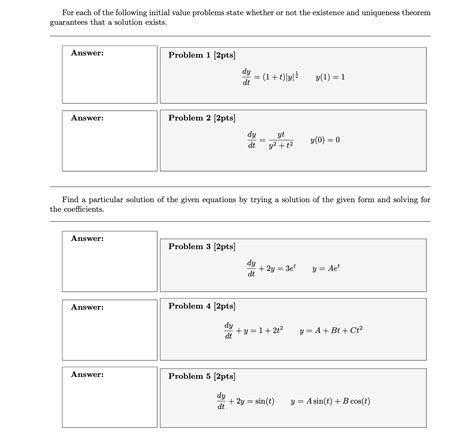 Solved For Each Of The Following Initial Value Problems