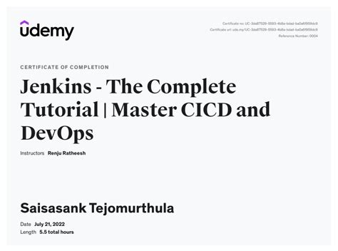 Sai Sasank Tejomurthula On Linkedin Udemy Course Completion Certificate