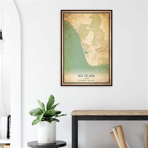 Vintage Ko Olina Hawaii Map Poster Ko Olina Hi City Road Wall Art