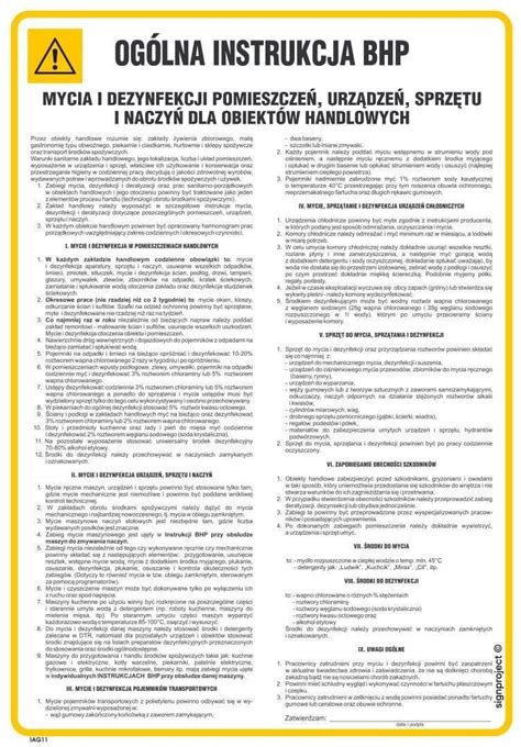 Libres Polska Sp Iag11 Ogólna Instrukcja Bhp Mycia I Denzynfekcji
