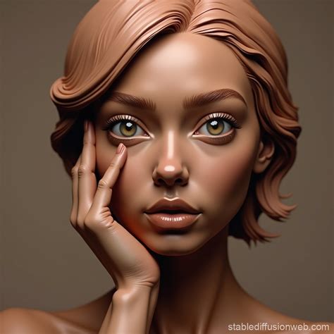 Half Part Of The Face Like A 3d Model With Topology With Edges And