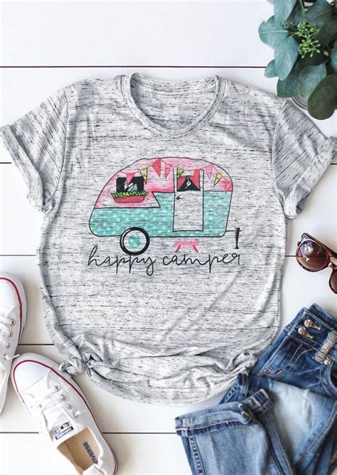 Happy Camper Women T Shirt T Shirts For Women Womens Shirts Happy