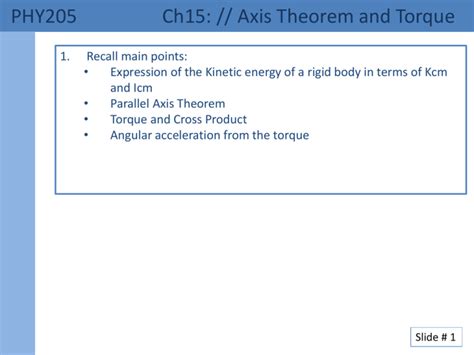 Parallel Axis Theorem And Torque