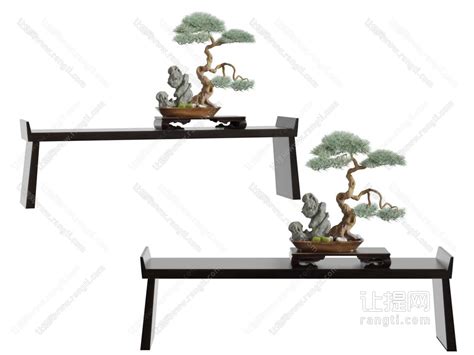 新中式端景台盆景盆栽3d模型下载 模型ID 69460 让提网