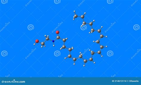 Anandamide Molecular Structure Isolated On Blue Stock Illustration
