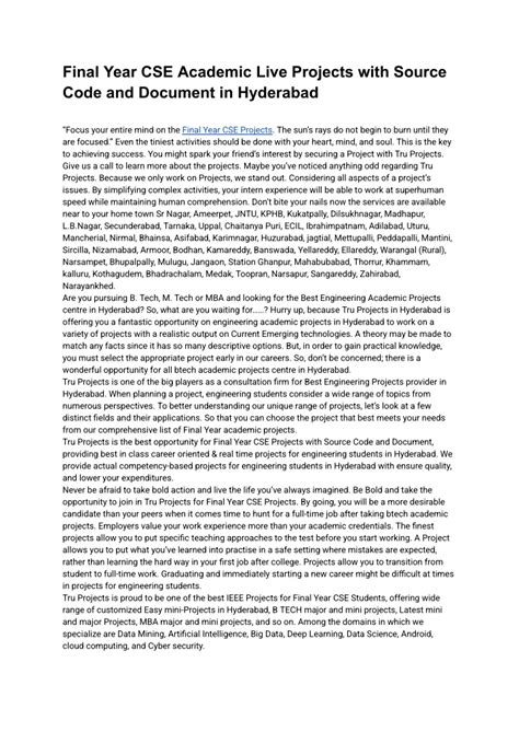 Ppt Final Year Cse Academic Live Projects With Source Code And