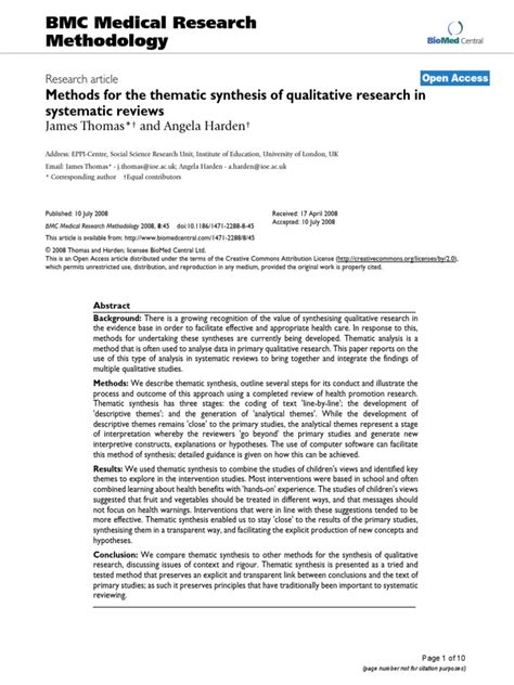 Methods For The Thematic Synthesis Pdf Systematic Review