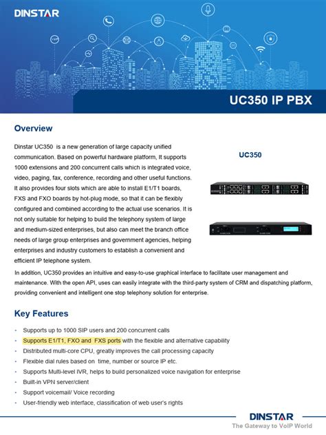 Uc350 Voip Pbx Datasheet V2 0 Pdf Voice Over Ip Session Initiation Protocol