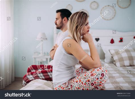 Couple Having Arguments Sexual Problems Bed Stock Photo