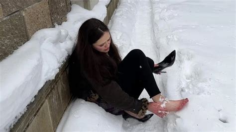 Alena Twisted Ankle In Snow Girl Walks In One Shoe Twisted Ankle Girl