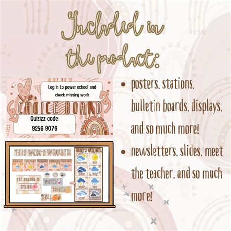 Boho Rainbow Ultimate Classroom Bundle Decor Slides And More