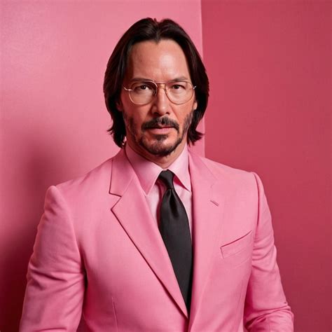 A Man Wearing A Pink Suit With A Black Tie And A Black Tie Premium Ai