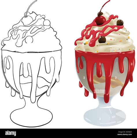Vector Illustration Of A Cherry Topped Ice Cream Sundae Stock Vector