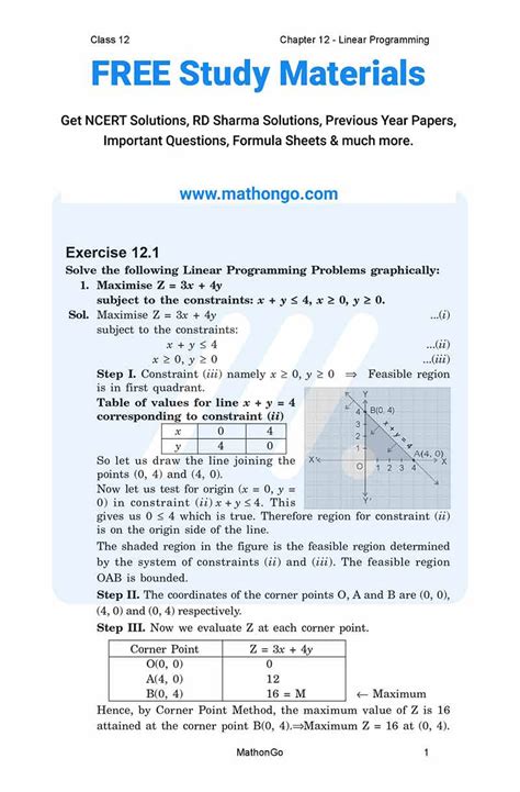Ncert Solutions For Class 12 Maths Chapter 12 Exercise 121 Mathongo