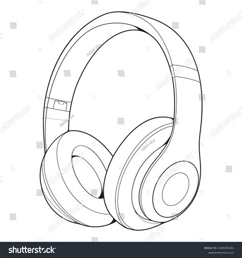 Line Art Headphones Vector Illustration Music Stock Vector Royalty