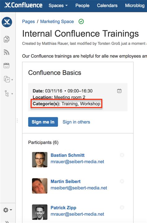 easy events for confluence now with categories for events and meetings