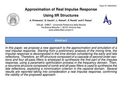 Approximation Of Real Impulse Response Using IIR Structures PPT