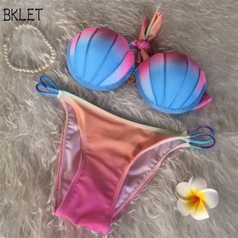2018 New Sexy Women Mermaid Bandage Bikini Tankini Set Push Up Padded