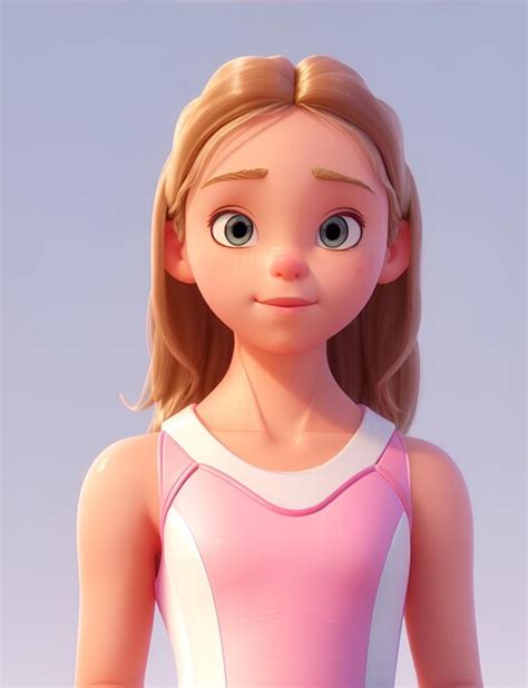 A Cute Teenage Girl Wearing A Pink Swimsuit Standing On A Gray Surface