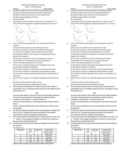 Chemicalkinetics 1 Pdf Reaction Rate Reaction Rate Constant
