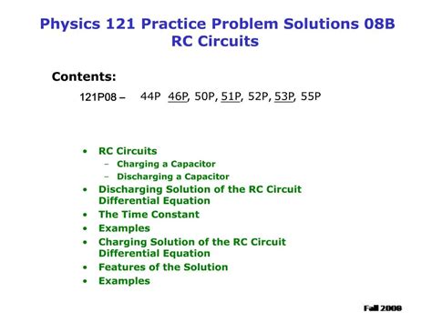 PPT Physics Practice Problem Solutions B RC Circuits PowerPoint Presentation ID