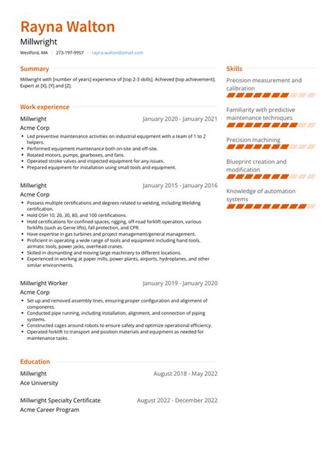Millwright Resume Examples And Templates